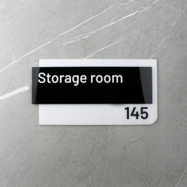Embossed Double Acrylic Sign - Glossy Black Board * White Embossed Num ...